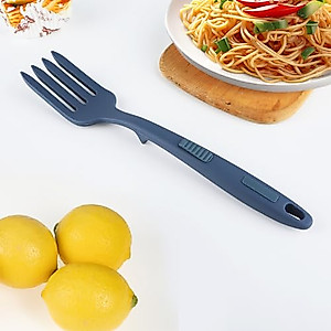 GEEHUA 11 Inch Silicone Flexible Fork, Heat Resistant Cooking Fork Nonstick Blending Fork Dishwasher Safe Kitchen Fork for Cooking Utensil for Kitchen Stir Mix Mash(Blue)