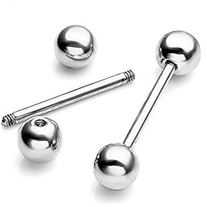 Kiokioa 12pc 14G Mix-color Stainless Steel Straight Barbell Tongue Rings Bars Piercing 5/8" Length