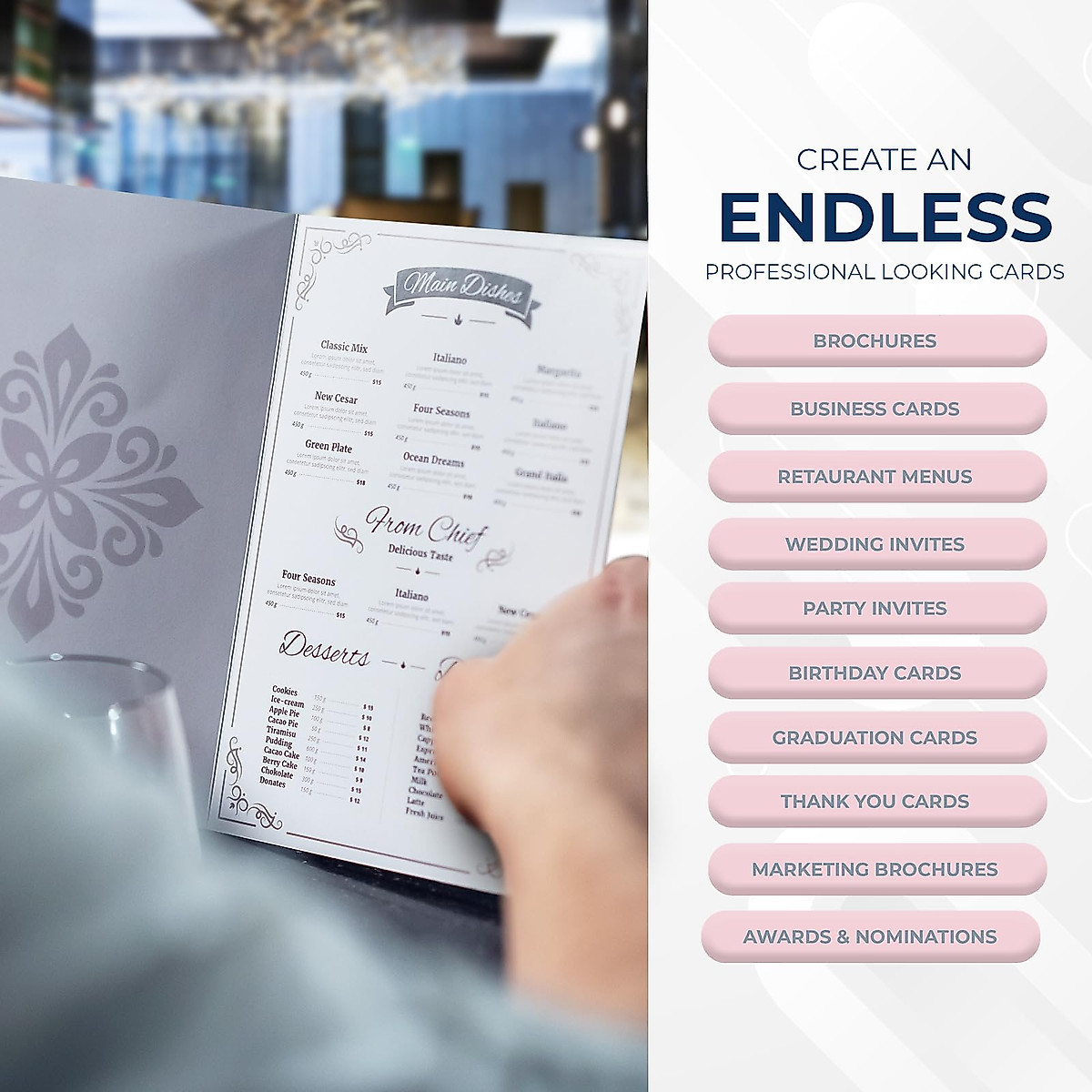 Hamilco White Cardstock Thick Paper – 8 1/2 x 11" Blank Heavy Weight 80 lb Cover Card Stock - for Brochure Award and Stationery Printing - 50 Pack