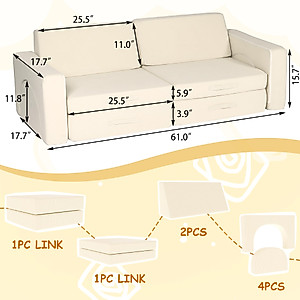 CATMIX Modular Kid Play Couch, 10PCS Kids Couch Sectional Sofa Soft & Stylish Toddler for Playroom Bedroom, Kids Adults, Floor Foam Sofa for Boys and Girls (Beige)
