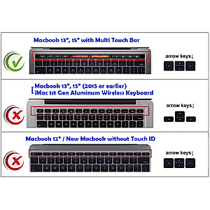 XSKN Spanish Language Silicone Keyboard Skin Cover for New MacBook Pro 13 (A2159 A1989 A1706) & for MacBook Pro 15 (A1990 A1707) Plus Touch Bar Sticker US EU Universal Layout (Black)