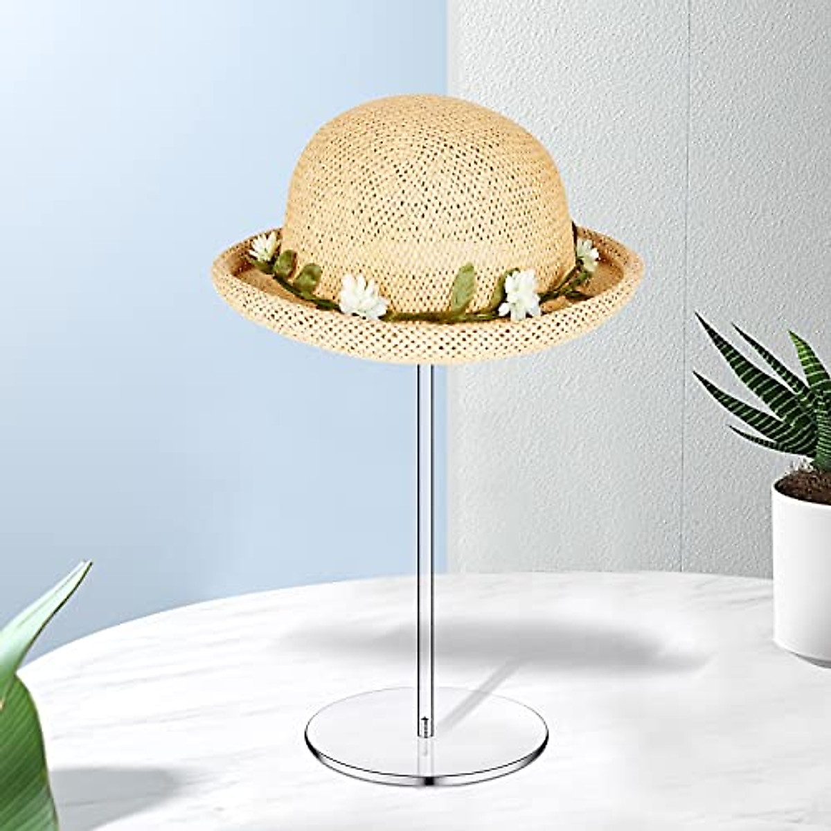 5Pcs Acrylic Hat Stand in Different Sizes Multifunctional Acrylic Display Riser Round Barbell Pedestal Clear Acrylic Stand for Wig Watch Hat Cupcake Jewelry Display 4.72-13.87 in Height 3-3.94 in Dia