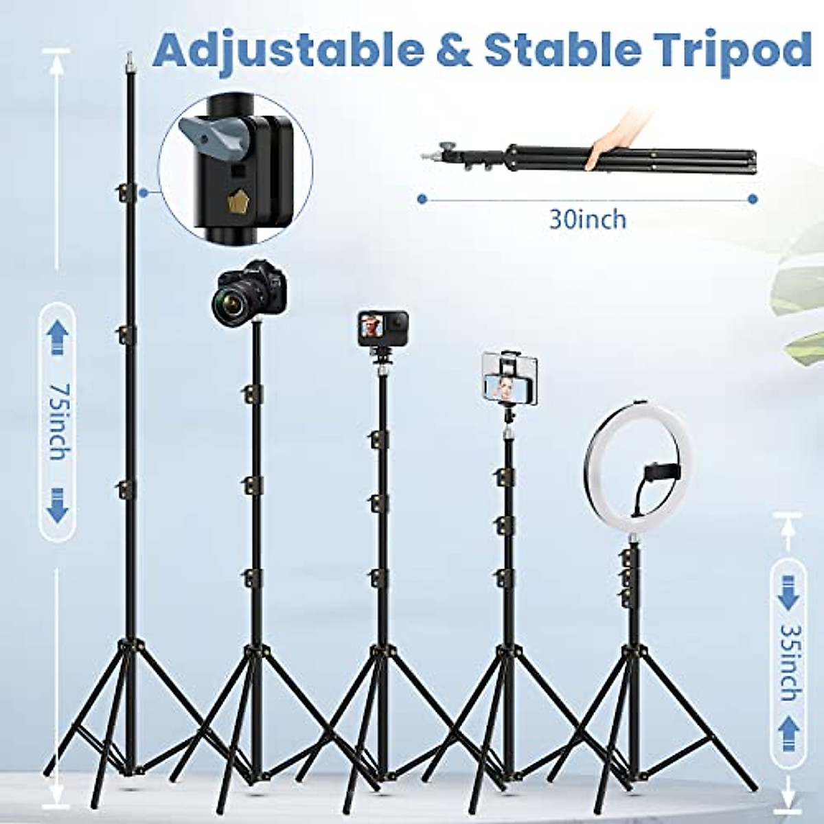 22" Ring Light Selfie Ring Light Kit with 75" Tripod, 6500K Dimmable LED Ring Light, Carrying Bag for Phone, Camera, ipad, YouTube, Facebook, TikTok, Video Recording