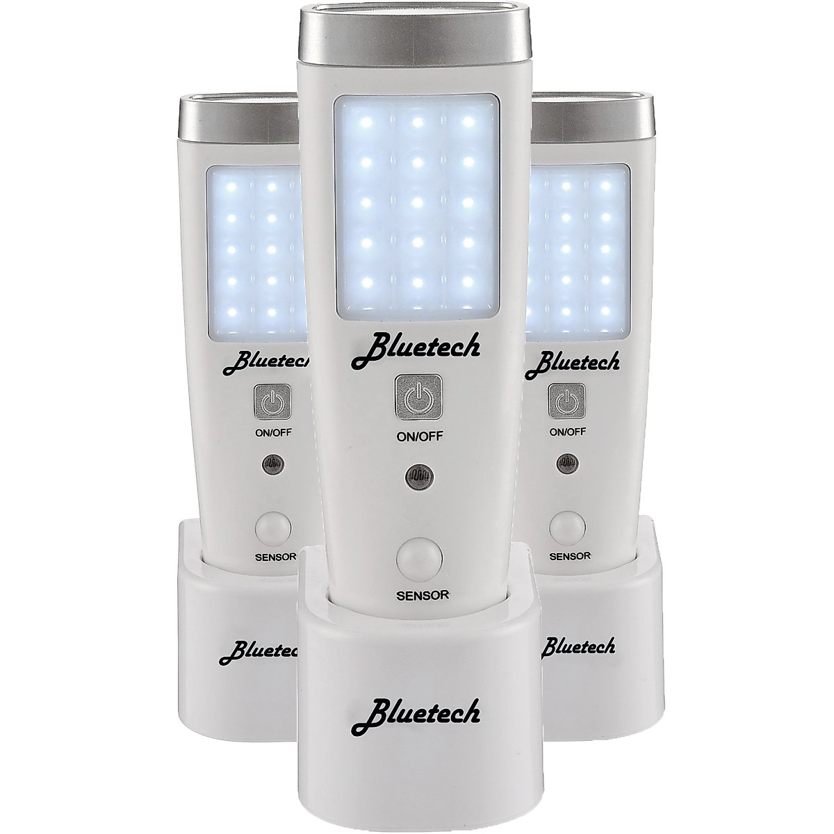 BLUETECH Avalon LED Flashlight Night Light for Emergency Preparedness, Portable Unit with Motion Detection,Power Failure Light, ETL Approved Blackout Light- 3 Pack, White