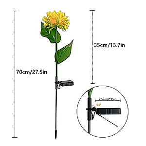 Solar Lights Outdoor Waterproof Led Lights Artificial Flowers Landscape Lights for Patio Party Decorations Yard Garden Décor (Sunflower)