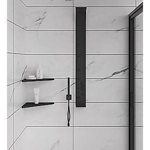 Qeke 2 Pack Bathroom Corner Shelf, Recessed 10" Shower Shelf Caddy, SUS304 Stainless Steel Shelf Wall Mount Triangular, No Drilling, Matte Black