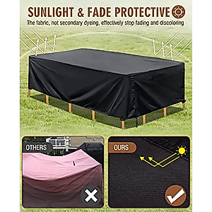 HIRALIY 118 Inch Patio Furniture Cover, Waterproof Outdoor Furniture Cover for Patio Table and Chair, Heavy Duty Rectangular Patio Furniture Set Cover for Snow Protection, 118" L x 57.5" W x 27" H