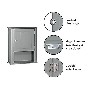 RiverRidge Ashland Single Door Wall, Gray Cabinet