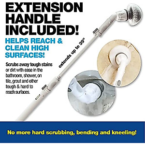 Scrubtastic Spin Scrubber, Electric Shower Scrubber – Rechargeable, Multipurpose Extendable Tile Cleaner, Bathroom, Floor & Grout Bathtub Power Scrubber with 3 Rotating Brush Heads, Improved for 2022