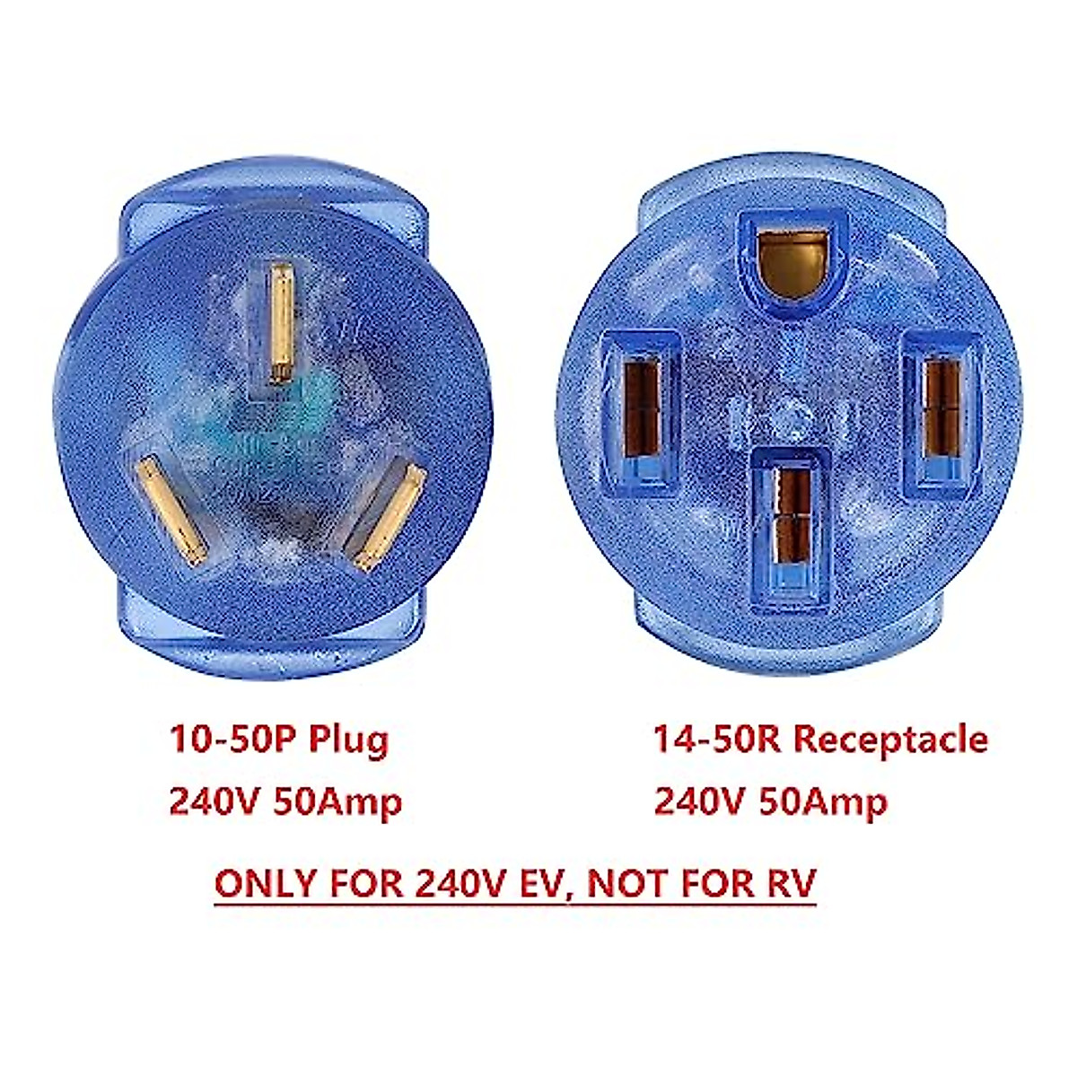 ONETAK NEMA 10-50P to 14-50R Compact 240V 50 Amp 3 Prong Dryer Male Plug to 4 Prong Generator Female Receptacle EV Charger Compatible Tesla Gen 2 Power Cord Adapter