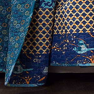 Lush Decor, Peacock Royal Empire Throw-Floral Stripe Reversible Design Blanket-60” x Blue, 60 by 50-Inch