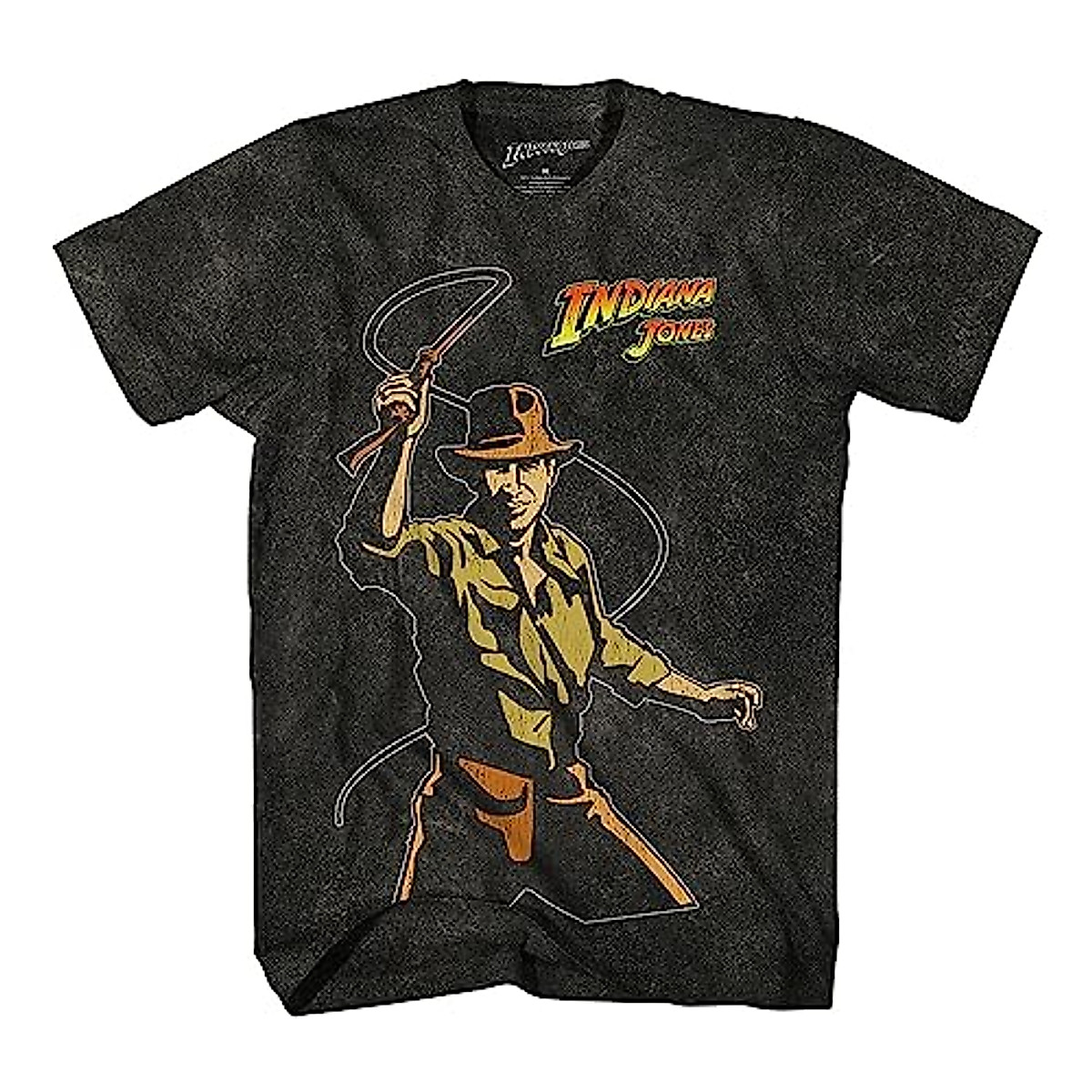 Mens Indiana Jones Classic Shirt - Indiana Jones - Harrison Ford - Indiana Jones Tie Dye T-Shirt (Black Wash, Medium)
