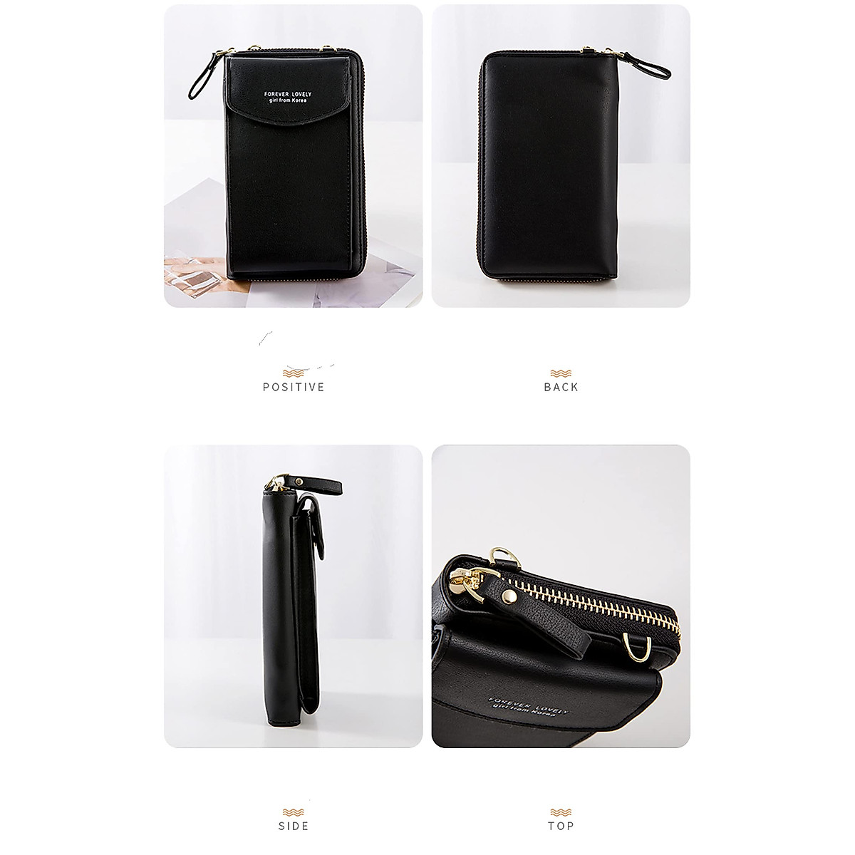 Women Small Crossbody bag,Cell Phone Shoulder Bags Purse Lightweight Handbags Wallet with Credit Card Slots (black)