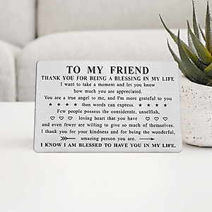 ABNTY Friend Gifts for Women, Thank You for Being a Friend Card, Appreciation Friend Gifts, Steel Engraved Wallet Card Insert