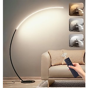 Dimmable Arc Floor Lamp with Remote Control, 67'' Black Modern LED Standing Lamps Tall Lamp, Arched Floor Lamp for Living Room, 3 Color Temperatures, Reading Floor Lamps for Bedroom Office Home