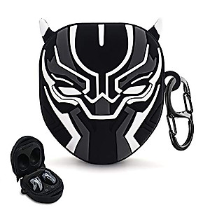 Alquar for Galaxy Buds Live(2020)/Galaxy Buds 2/Galaxy Buds Pro Case (2021), Shockproof Silicone Protective Cover Cool Cartoon Design for Samsung Earbuds Charging Case for Girls Boys(Black Panther)