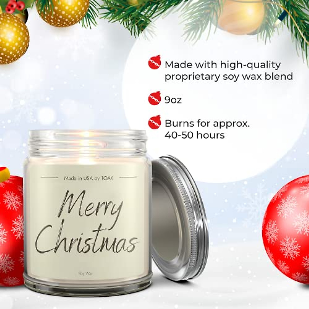 1OAK Sugar Cookie Candle - Merry Christmas Candles Scented - Holiday Candles Christmas - Winter Candles for Home Scented - Soy Candles Christmas Scents - Xmas Candles - Christmas Eve Candles