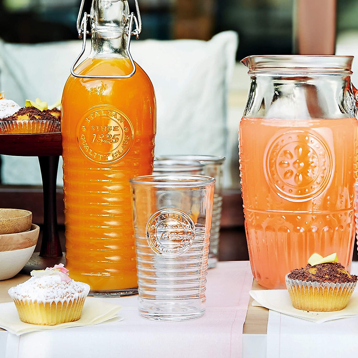 Bormioli Rocco Officina Water Bottle | 37.25oz, Italian Glass Pitcher | Airtight Seal & Metal Clamp | Easy-To-Carry Handle, Dishwasher Safe, Eco-Friendly | Safe For Infused & Carbonated Drinks