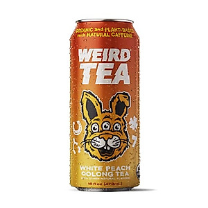 Drink Weird - Weird Tea, White Peach Oolong Tea, Certified Organic Functional Iced Tea with 160mg of Natural Caffeine, 12 Pack of 16oz Cans