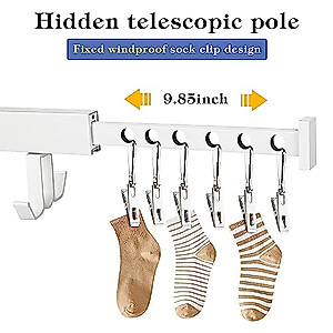 Smitenoon Clothes Drying Rack Wall Mounted Clothes Rack Collapsible Retractable Drying Hanging Racks Space Saver Balcony, Bedroom, Laundry Drying Rack, Bathroom Clothesline - Tri-Fold - White