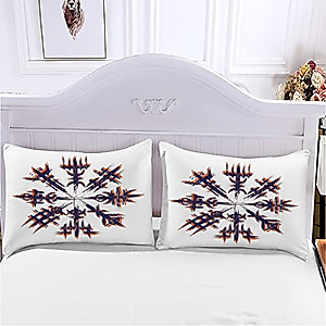 Quilt Cover Twin Size Runes, Symbols 3D Bedding Sets Viking, Nordic Duvet Cover Breathable Hypoallergenic Stain Wrinkle Resistant Microfiber with Zipper Closure,beding Set with 2 Pillowcase