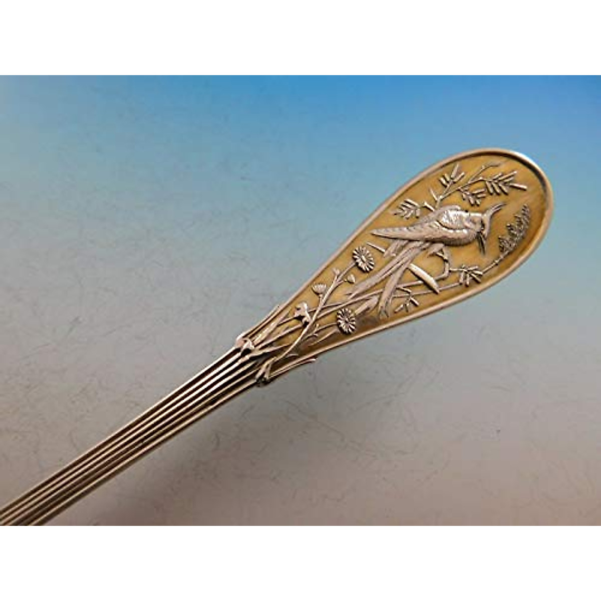 Japanese by Tiffany and Co. Sterling Silver Fish Server w/Silver Bird Vermeil