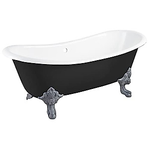 Signature Hardware 946219-72 Lena 72" Cast Iron Soaking Clawfoot Tub with Integrated Drain, Overflow and Imperial Feet