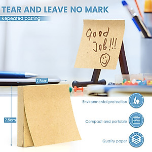 Eagle Sticky Notes, 3”x 3”, Color Self-Stick Note Pads, 4 Pads, Adhesive Note Pads for Office, School and Home Use, 100 Sheets/Pad(Kraft Paper)