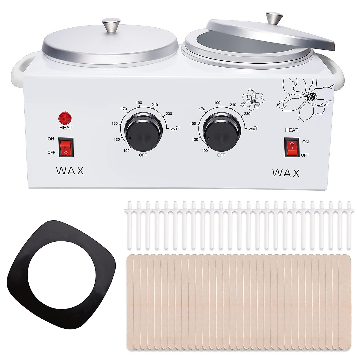 Bazady Double Wax Warmer Professional-for use at Home and Beauty Salon, Double Wax Pot, Unisex, Double Wax Warmer Adjustable Temperature degrees Fahrenheit-Leave your Skin Soft