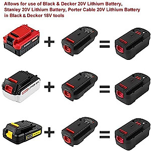 HPA1820 20V to 18V Battery Adapter Compatible with Black Decker 18V Tools, Convert Black Decker & Stanley & Porter-Cable 20V Lithium Battery Replacement for Black Decker 18V Battery HPB18