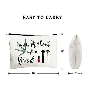 NC Funny Leaf Makeup Cosmetic Bag,Makeup Brushes Toiletry Jewelry Travel Accessories Organizer Zipper Pouch,Birthday Gift for Women Stoner Friend Sister Colleague Auntie