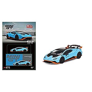 True Scale Miniatures Model Car Compatible with Lamborghini Huracán STO Blu Laufey Sky Blue 1/64 Diecast Model Car MGT00475