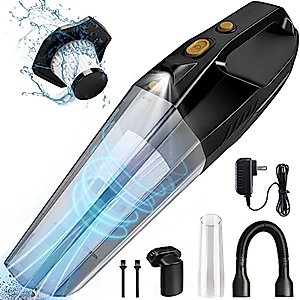 SAKKCA Car Vacuum Cleaner Cordless - Handheld Vacuum Rechargable, 9000pa High Suction, Led Light, Wet-Dry Use Portable Car Vacuum for Vehicle Home Office