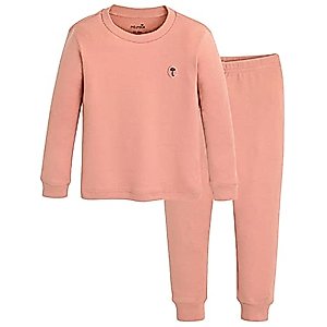 moimoln Girls Boys Unisex Cotton Modal Solid Long-Sleeve Snug fit Pjs Pajama Sleepwear Pink 3T