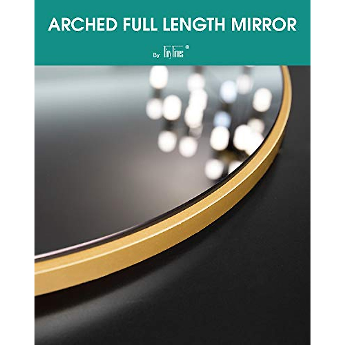 TinyTimes 65''x22'' Full Length Mirror, Arched Floor Mirror with Stand, Full Body Mirror, Arched Wall Mirror, Modern & Contemporary Full Length Mirror with Wood Frame- Gold