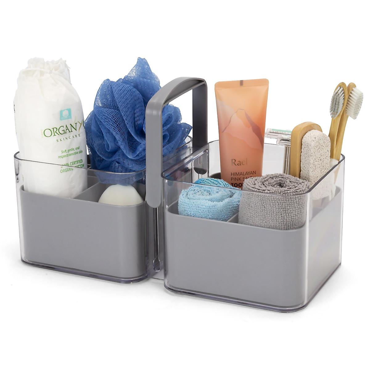 Brookstone, Portable Shower Caddy with Handle, Bathroom Organizer Basket with Removable Inners, Plastic Bath Tote, [BPA Free]