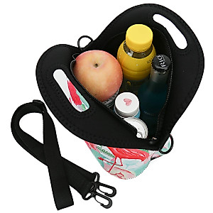 HAPLIVES Insulated Neoprene Lunch Bag Tote with Detachable Adjustable Shoulder Strap Thermal Waterproof Outdoor Picnic Work,Office,Lunch Box For Adult(Two Flamingos)