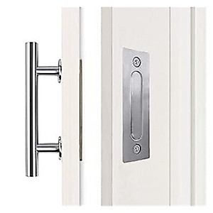 Sliding Door Hardware Gifsin 12in Sliding Barn Door Handle Stainless/Carbon Steel Flush Pull Set Pull Handle Heavy Duty Wood Interior Door Hardware Perfect For A Study Dining Room Area ( Color : Black