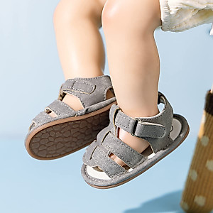 Meckior Baby Infant Boy Girl Sandals Newborn Non-Slip Soft Rubber Sole Sandals for Baby Boys Open-Toe Outdoor Casual Summer First Walkers Shoes