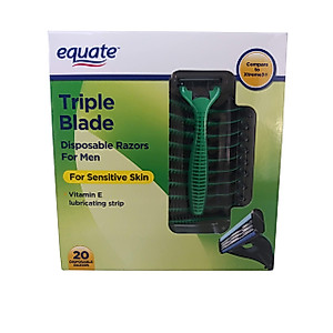 Equate Triple Blade Disposable Razors For Men (20 Razors)