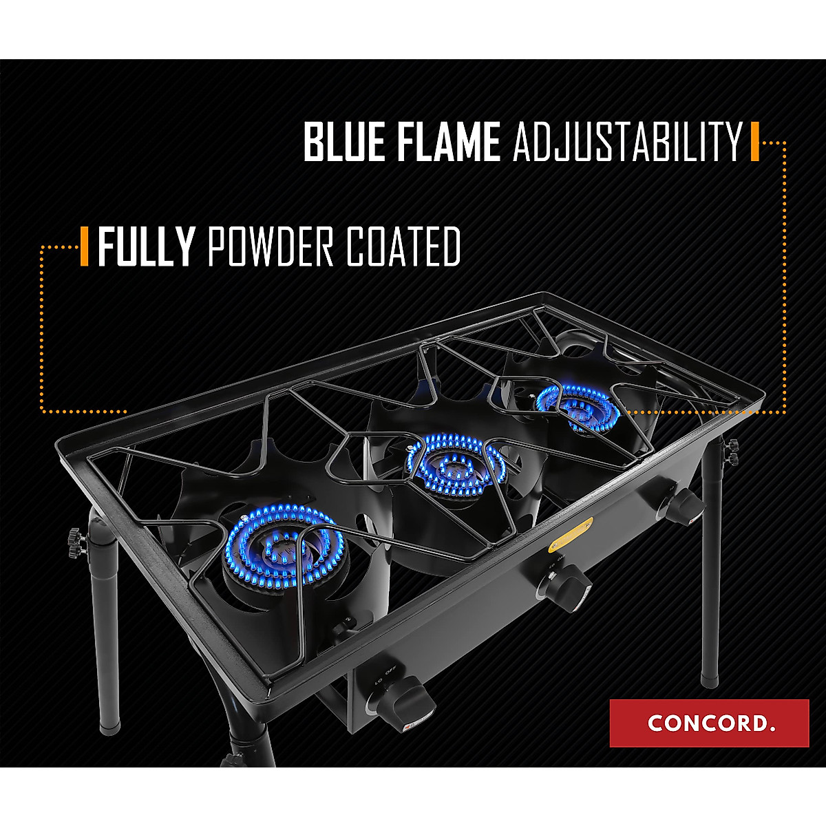 Concord Triple Burner Outdoor Propane Stove Cooker w/Regulator, 3 Burner Stove Brewing Supply