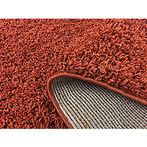 Shaggy Collection Solid Color Shag Area Rugs (Burnt Orange, 5'x7') (4097)
