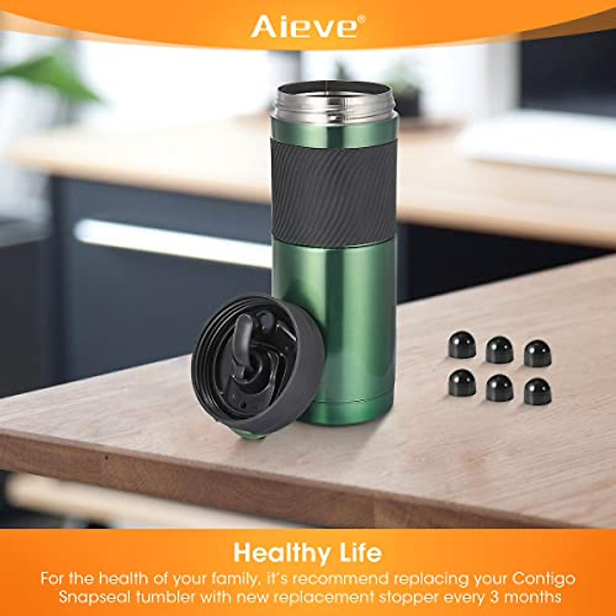 AIEVE Rubber Stopper for Contigo Snapseal Coffee Travel Mug, Rubber Stopper Replacement for Contigo Snapseal Lid(6 Pack)