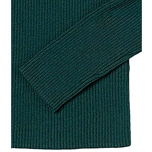 Amazon Essentials Women's Lightweight Ribbed Long-Sleeve Boat Neck Slim-Fit Sweater, Forest Green, Large