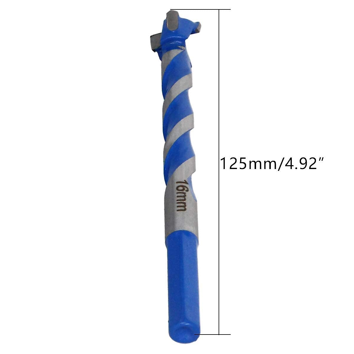 Auniwaig Forstner Drill Bits, 16mm Dia Wood Hole Saw, Auger Opener Cemented Carbide, 125mm Length Woodworking Hinge Hole Drilling Boring Bit Cutter, Hex Shank, Blue, 1 Pcs