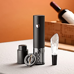 Wine Gift-Electric Wine Opener, Rocyis Automatic Wine Opener-Cordless Electric Corkscrew-Wine Bottle Opener Kit with Foil Cutter, 2 in 1 Aerator Pourer, Vacuum Stopper, USB Charging