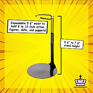 Kaiser Black Doll Stand 2175 - Action Figure Stands with Expandable Waist Wire for 8"-12" Dolls (3 pcs)