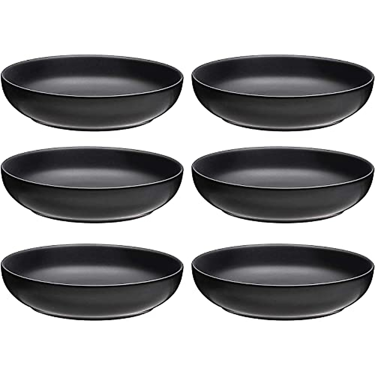 Bruntmor Ceramic Bowls, For Salad, Soup, Pasta Bowl Set Of 6 Serving Plates. 24 Oz Porcelain Baking Skillet With Handles. Safe For Oven, Microwave, Dishwasher. Serving Christmas Dish. Matte Black