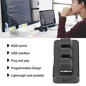 Septpenta USB Mini 3 Key Keypad, RGB Backlit Keypad, Creates Gaming Ambience, Programmable Design, Supports Plug and Play, Ergonomic Design, Mechanical Gaming Keyboard for Computer(Black)
