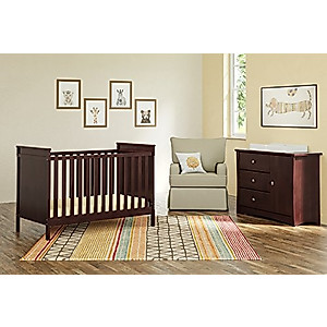 Storkcraft Crescent 3 Drawer Combo Dresser (Espresso) – Baby and Kids Bedroom Organizer, Nursery Chest, Storage Dresser With Drawers, Universal Design